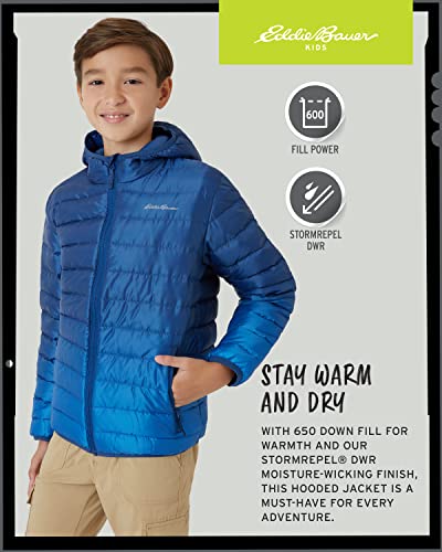 Eddie Bauer Boys' Jacket - CirrusLite Weather Resistant Down Coat for Boys - Insulated Quilted Bubble Puffer (3-20), Size 18-20, Cobalt