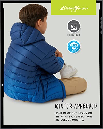 Eddie Bauer Boys' Jacket - CirrusLite Weather Resistant Down Coat for Boys - Insulated Quilted Bubble Puffer (3-20), Size 18-20, Cobalt