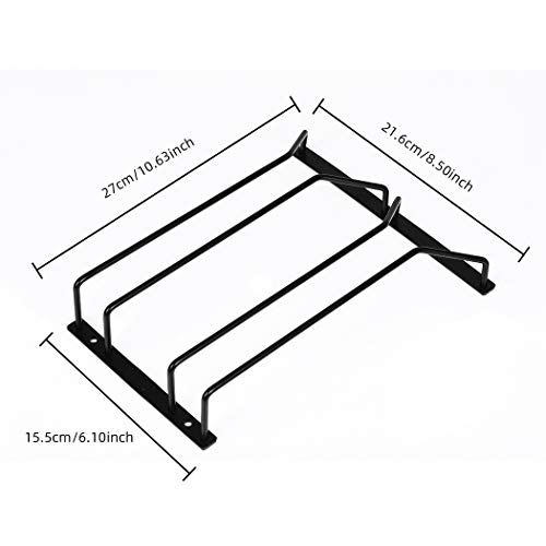 Dianoo Wine Glass Holder, Stemware Rack, Wine Glass Rack Under Cabinet With Screws, 27cm 2 Rows Black