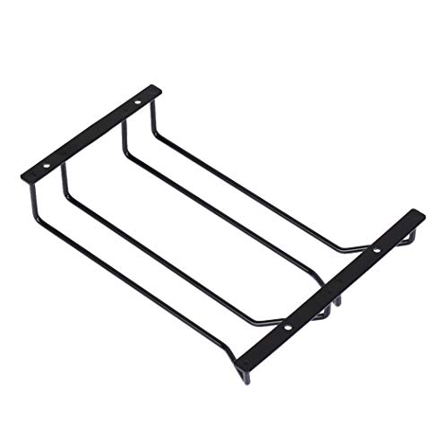 Dianoo Wine Glass Holder, Stemware Rack, Wine Glass Rack Under Cabinet With Screws, 27cm 2 Rows Black