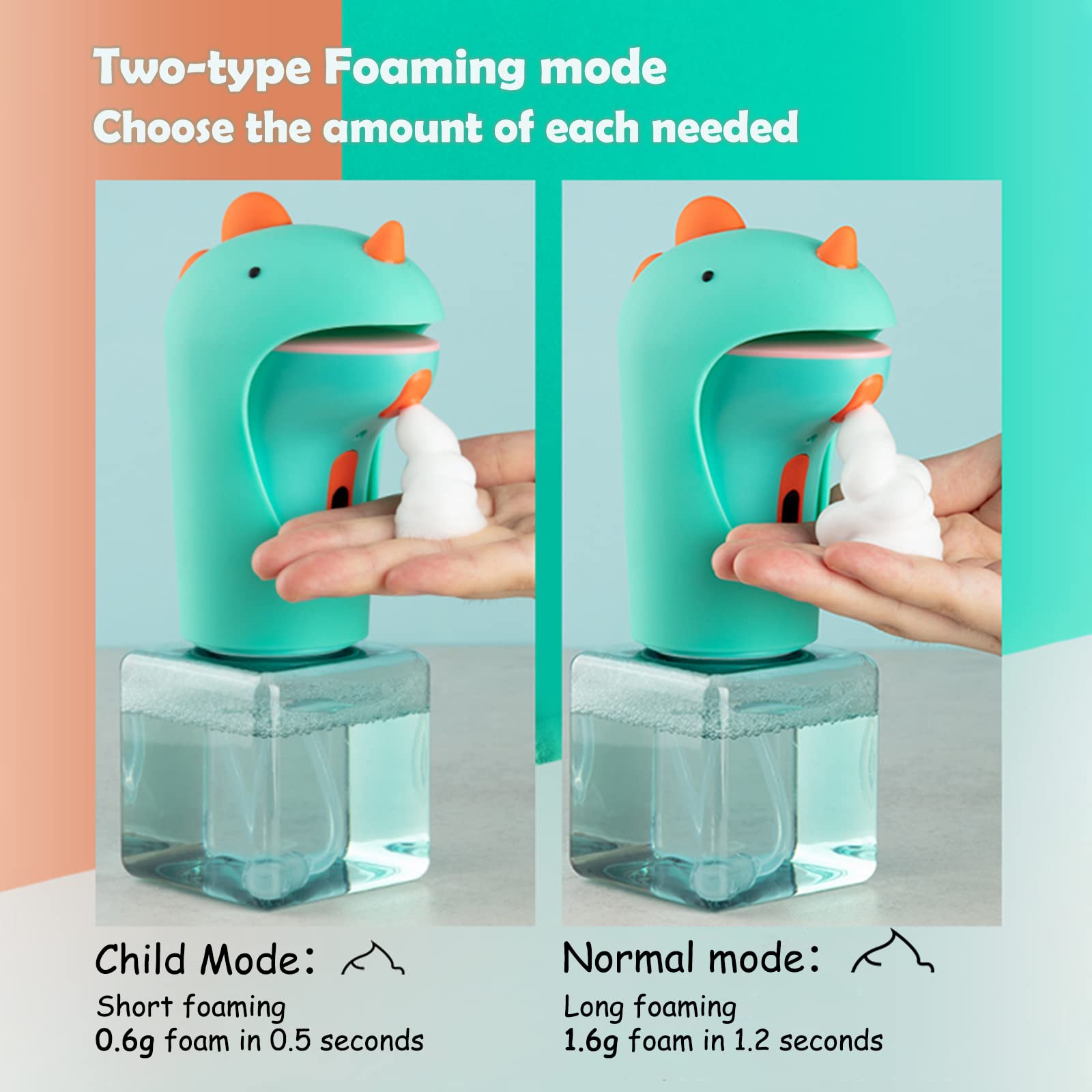Seawah Automatic Soap Dispenser,Foaming Touchless Soap Dispenser for Kids,IPX6 Waterproof Cute Dinosaur Foam Smart Hand Soap Dispenser for Bathroom,Fun Gifts for Kids(8.7oz)