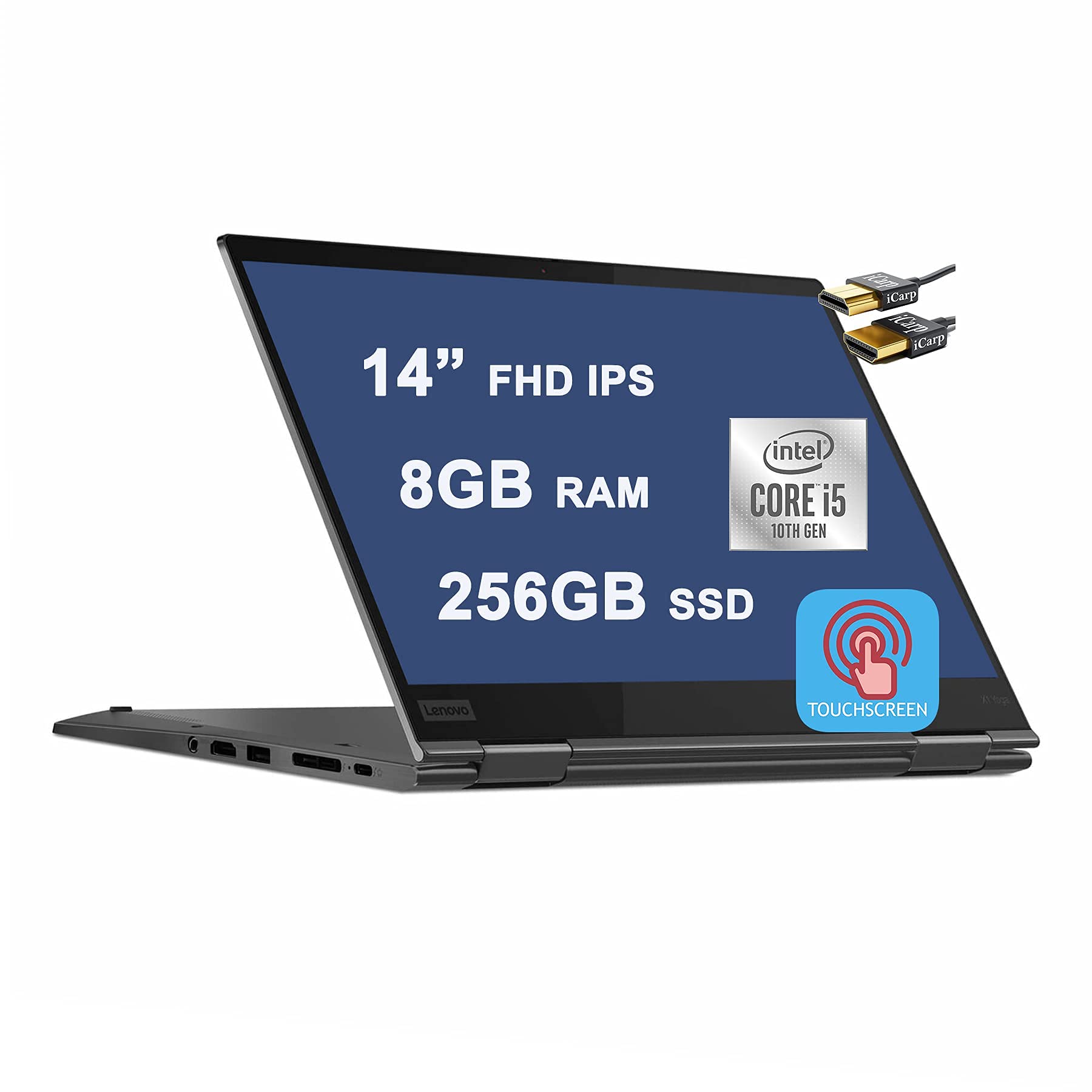 Lenovo 2021 Flagship ThinkPad X1 Yoga Gen 5 14 2-in-1 Laptop 14” FHD IPS Touchscreen 10th Gen Intel 4-Core i5-10210U 8GB RAM 256GB SSD Fingerprint Backlit Thunderbolt Win10Pro (Renewed)