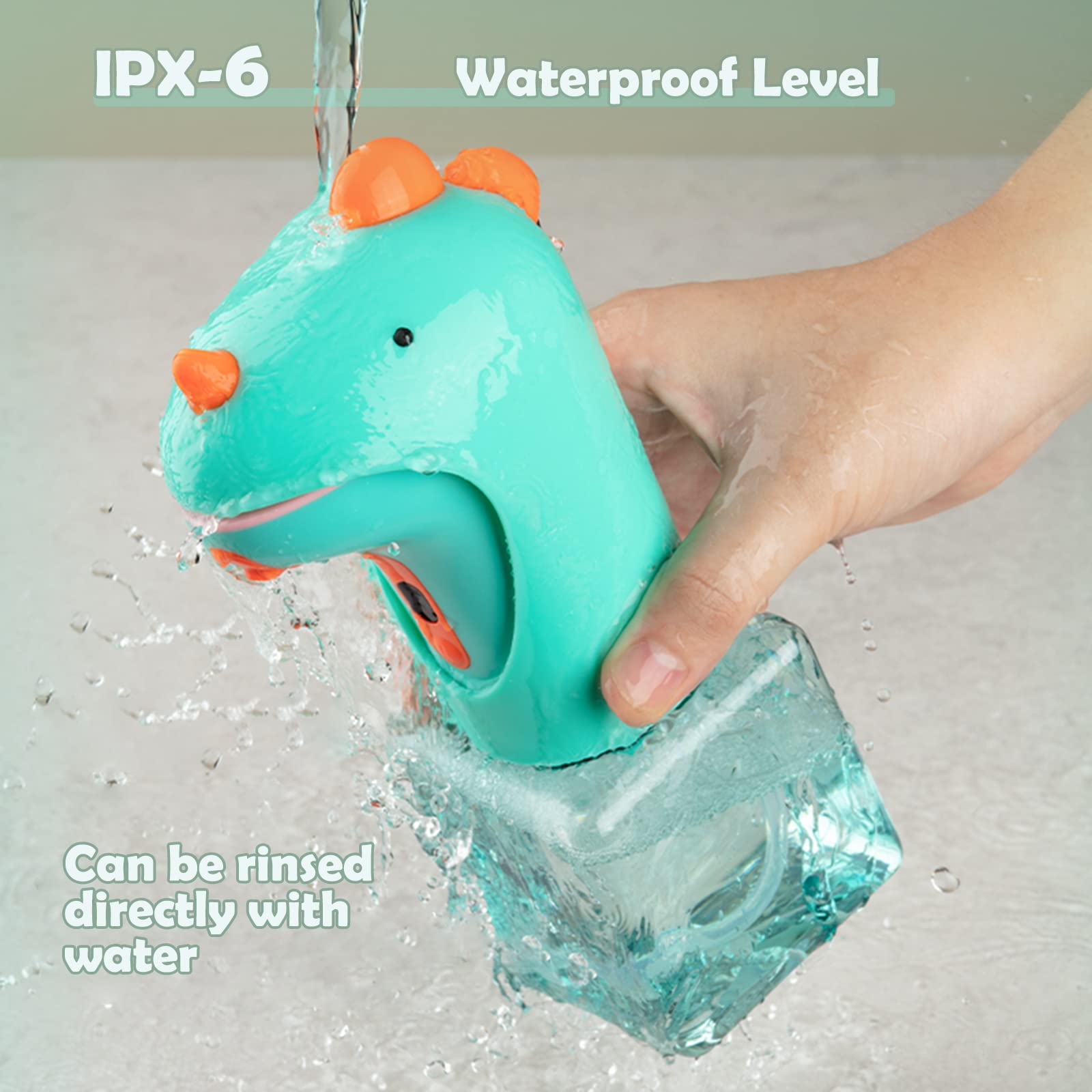 Seawah Automatic Soap Dispenser,Foaming Touchless Soap Dispenser for Kids,IPX6 Waterproof Cute Dinosaur Foam Smart Hand Soap Dispenser for Bathroom,Fun Gifts for Kids(8.7oz)