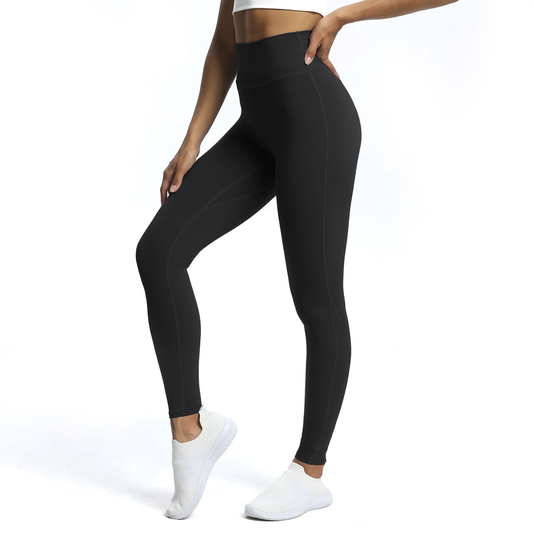 Aoxjox High Waisted Workout Leggings for Women Trinity Yoga Pants 26.5" (Black, Small)