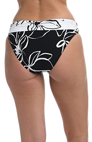 La Blanca Women's Shirred Band Hipster Bikini Swimsuit Bottom, Black//Moonlit Silhouette, 8