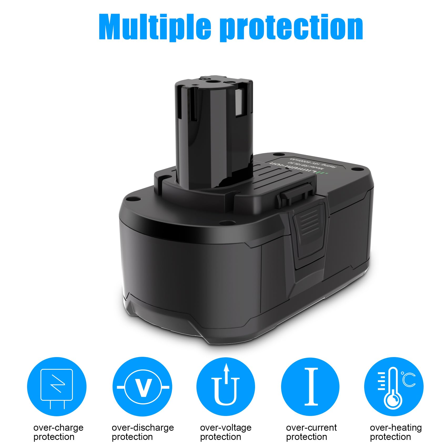 2 Pack 6.0Ah 18V Battery Replace for Ryobi 18V Lithium Battery, Compatible for Ryobi One 18V P108 P102 P104 P197 P190 P103 P105 P107 P109 18 Volt Power Tools