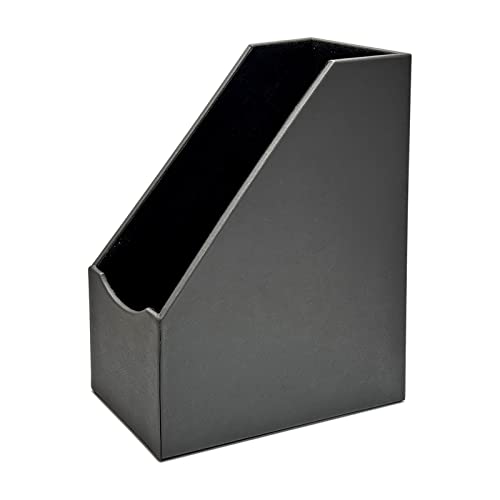 UnionBasic Magazine File Holder, Leatherette Desktop Document Organizer, Home Office Paper Holder File Storage Literature Sorter, Grey