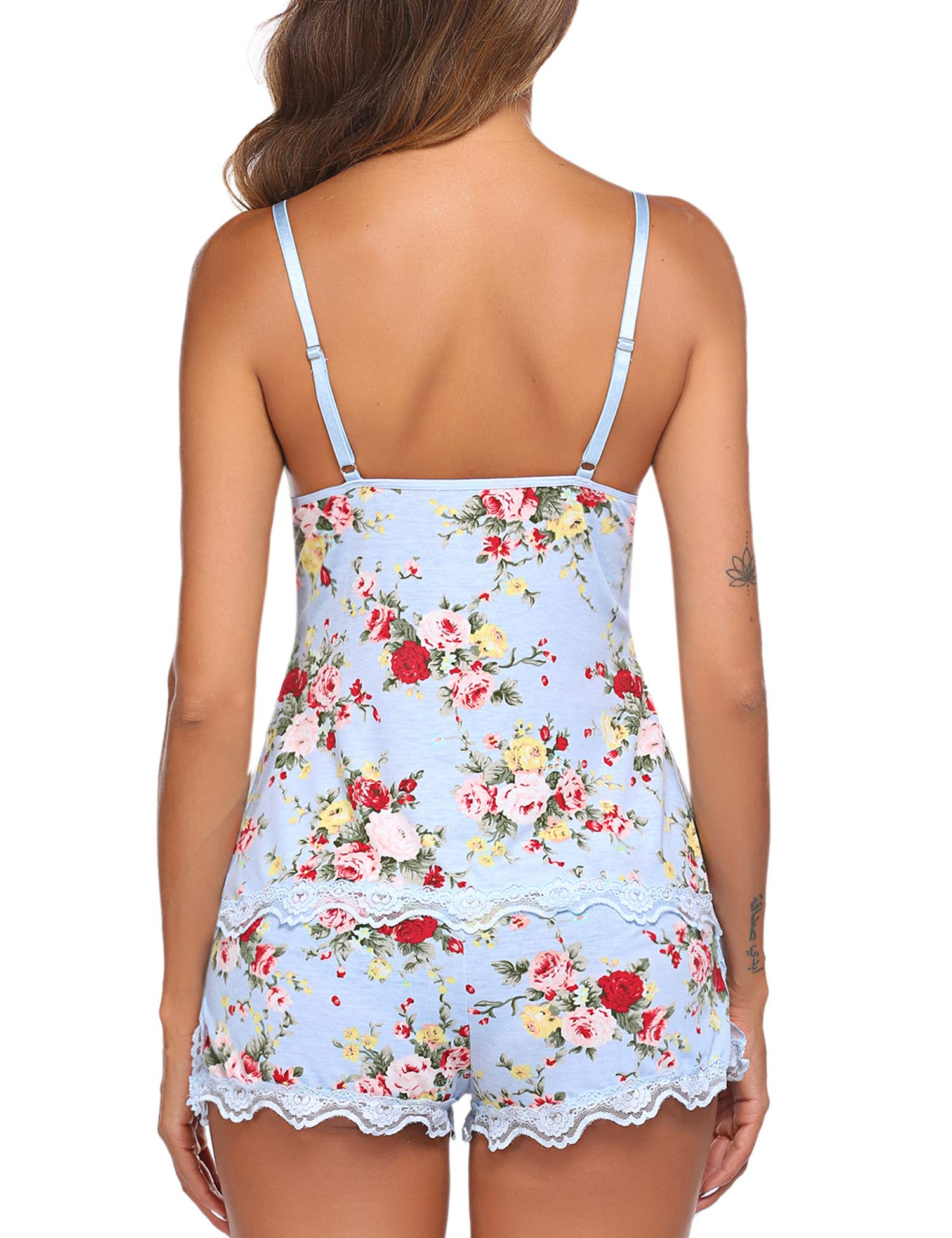 Avidlove Women's Two Pieces Pajama Set Cami Pjs Shorts with Shirt Modal Sleepwear Set Floral Print
