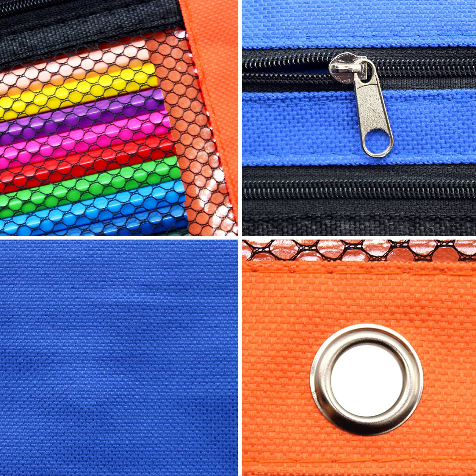 Cinvo Pencil Pouch 3 Ring Binder Pouch Zippered Pencil Case Canvas Pencil Bag with 2 Compartments (Set of 2, Blue and Orange)