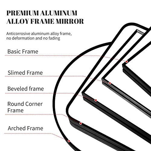 Beauty4U Beveled Edge Full Length Floor Mirror, 59" x 16" Free Standing Hanging or Leaning Body Mirror, Wall-Mounted Mirror Dressing Mirror for Bedroom, Bathroom, Black