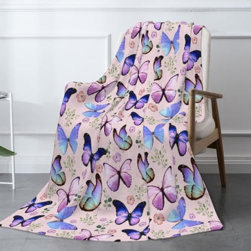 Butterflies Butterfly Throw Blanket Soft Warm Flannel Fleece Bed Blanket Gift for Men Women Girls Boys Chair Couch car 50"x40"