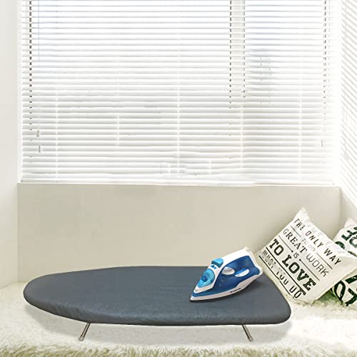 Fayaww Small Tabletop Ironing Board 12x29inch, Lightweight Ironing Board with Stable Legs,Heat Reflective Cover and Hanging Hook,Black
