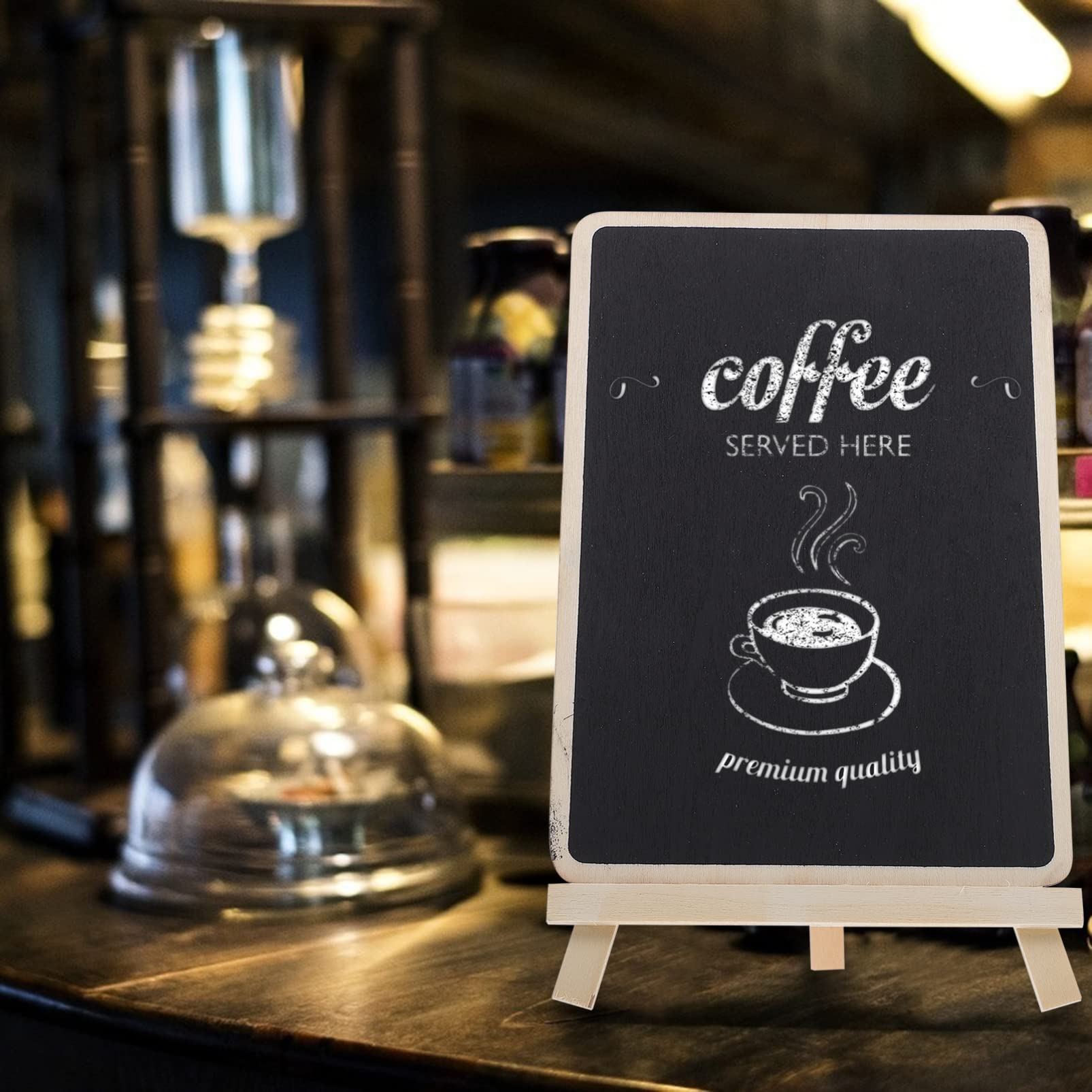 Wood Mini Chalkboard Signs, Food Signs, Wooden Message Board Desk, Small Wood Chalkboard Labels with Easel Stand for Wedding Signs(5pcs)