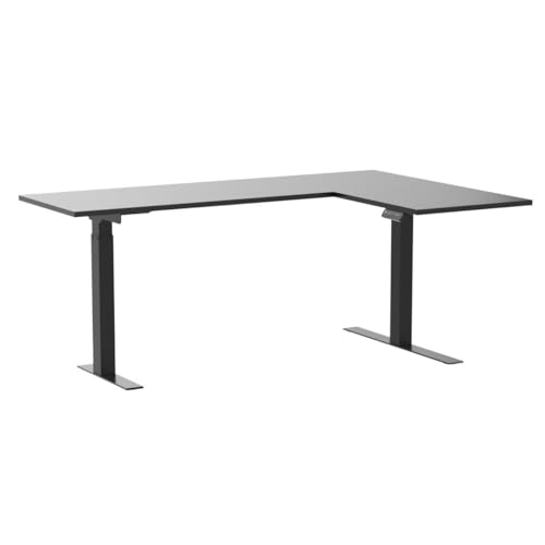 FLEXISPOT L Shaped Standing Desk 71 x 48 Inch Dual Motor Computer Electric Corner Desk Sit Stand Up Desk Height Adjustable Desk Home Office Table with Splice Board, Black