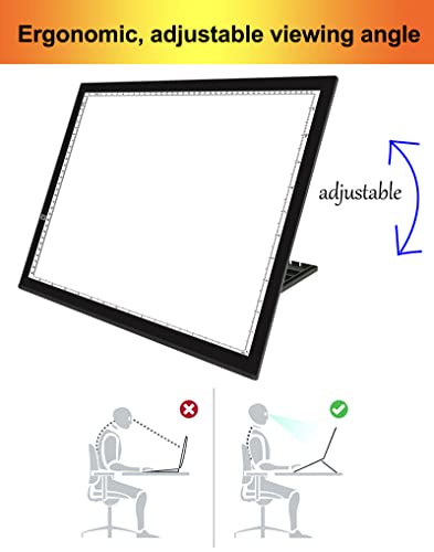 A3 Diamond Painting Light Pad with Built-in Stand, Hawanik A3 Large LED Tracing Light Box with Stand for Vinyl Weeding Drawing