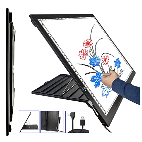 A3 Diamond Painting Light Pad with Built-in Stand, Hawanik A3 Large LED Tracing Light Box with Stand for Vinyl Weeding Drawing