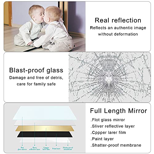 Full Length Mirror 65"x23.6" Floor Mirror, Large Rectangle Full Body Mirror Standing Hanging or Leaning Against Wall, Bathroom Mirror Dressing Mirror Wall-Mount Mirror, Black