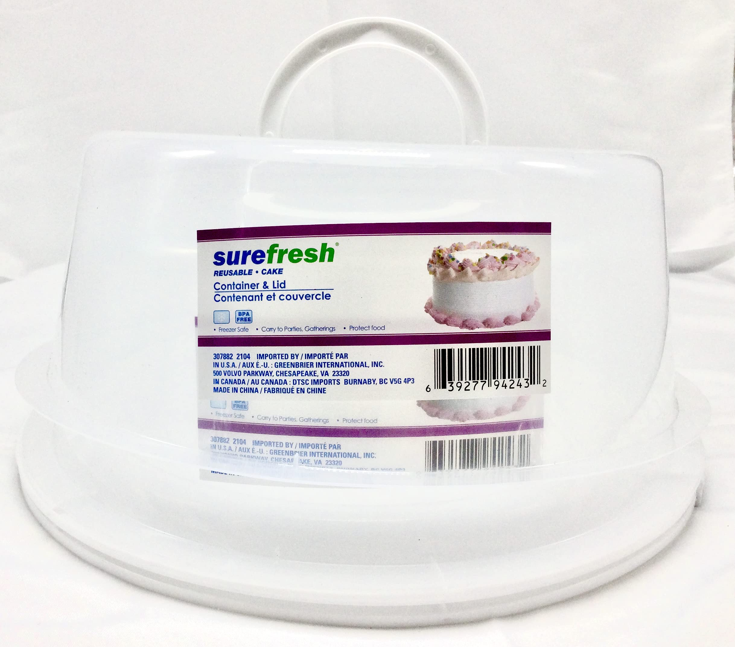 SureFresh Two 9'' Reusable Clear Cake Carriers | Containers and Lids | 2 Sets | Holiday Parties Gatherings Potlucks Buffets with Family, 307882 2104