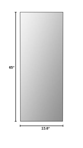 Full Length Mirror 65"x23.6" Floor Mirror, Large Rectangle Full Body Mirror Standing Hanging or Leaning Against Wall, Bathroom Mirror Dressing Mirror Wall-Mount Mirror, Black