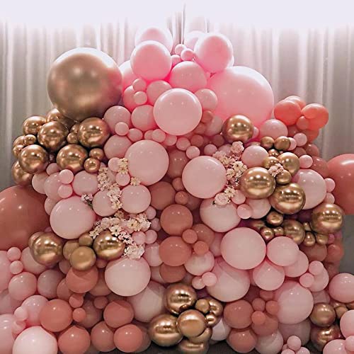 Dusty Rose Balloon Garland Retro Pink Gold Balloon Arch150pcs Latex Pastel Mauve Pink Party Balloons Kit for Baby Shower Bridal Shower Girl Birthday Wedding Boho Party Decoration