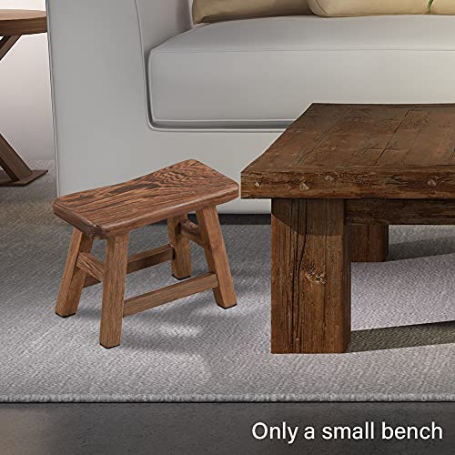EKDJKK Rustic Wooden Step Stool, Sturdy & Decorative, Solid Wood Tiny Step Stool for Kids Adults, Plant Stand (27x13x21cm/11x5x8inch) - Brown