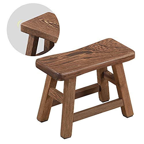 EKDJKK Rustic Wooden Step Stool, Sturdy & Decorative, Solid Wood Tiny Step Stool for Kids Adults, Plant Stand (27x13x21cm/11x5x8inch) - Brown
