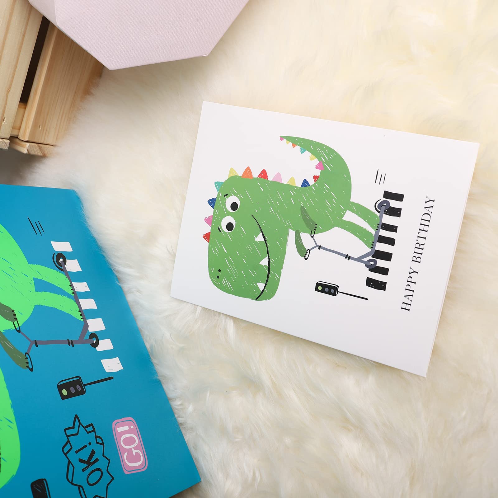 MAYPLUSS 13" Baby Boy Gift Bag Large Gift Bag with Birthday Card and Tissue Paper - Dinosaur Patterns for Boys, Baby Shower, Birthday,Party, and More
