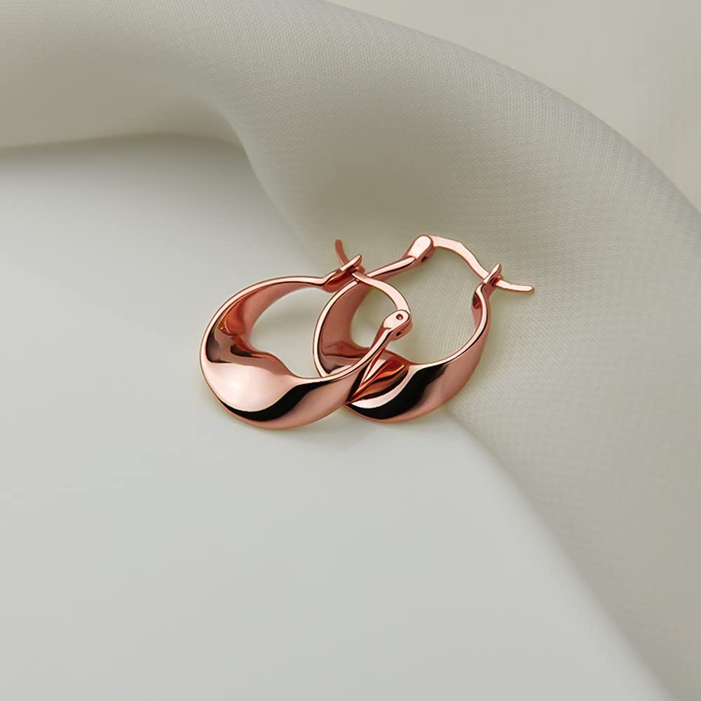 Sterling Silver Hoop Earrings for Women,14K White Gold Earrings Hypoallergenic Chunky Huggie Silver Hoops Small Fashion Dainty Earring