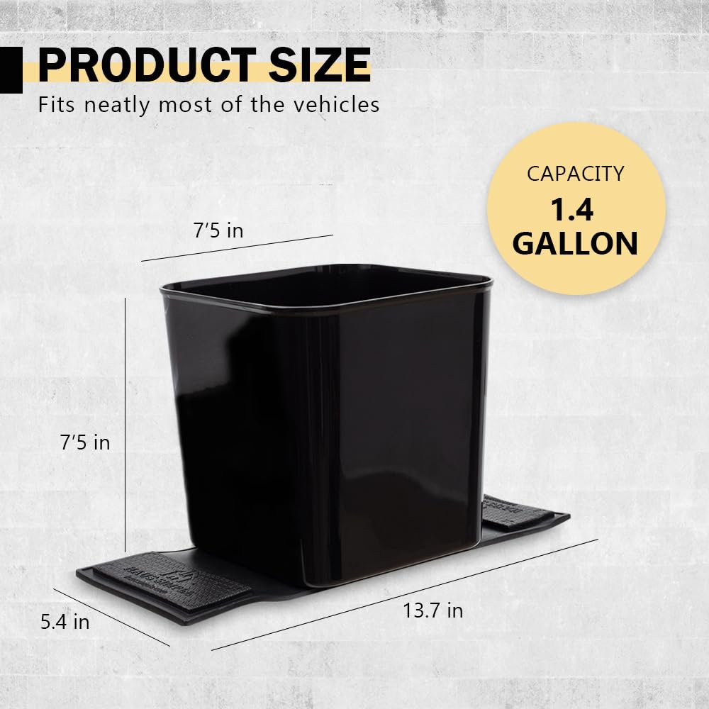Car Trash Can for Vehicles Leakproof Compact Garbage Bin w/ Stability Flap, Anti-Slip Base, Portable Trash Holder for Cars, Trucks, SUVs, Minivans Compact, Easy to Clean Auto Container Organizer Black