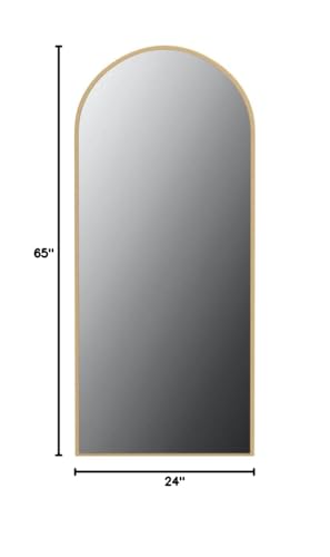 CISTEROMAN 65"x24" Full Length Mirror, Big Arched Mirror, Large Body Mirror, Floor Mirror with Stand, Hanging Wood Frame Dressing Mirror, Wall Mirror for Bedroom, Dressing Room, Living Room