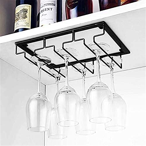 Wine Glass Shelf, Upside-down Home Goblet Iron Art Shelf, Wine Glass Hanging Storage Rack(Black)