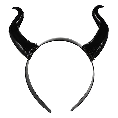 Lurrose Goth Accessories Halloween Ox Horn Headband, Black Gothic Horn Hoop Headband Devil Horn Headdress for Halloween Christmas Fancy Party Vintage Decor