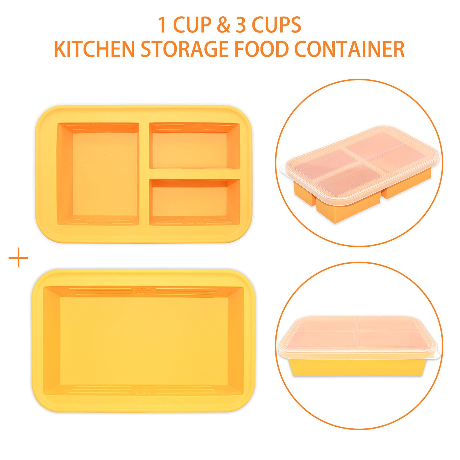 Bongpuda Soup Freezer Containers, Silicone Freezer Trays With Lid,Easy-Release,Reusable Freezer Storage Containers,For Freezing And Storing Broths,Sauces And Leftovers-2 Pack
