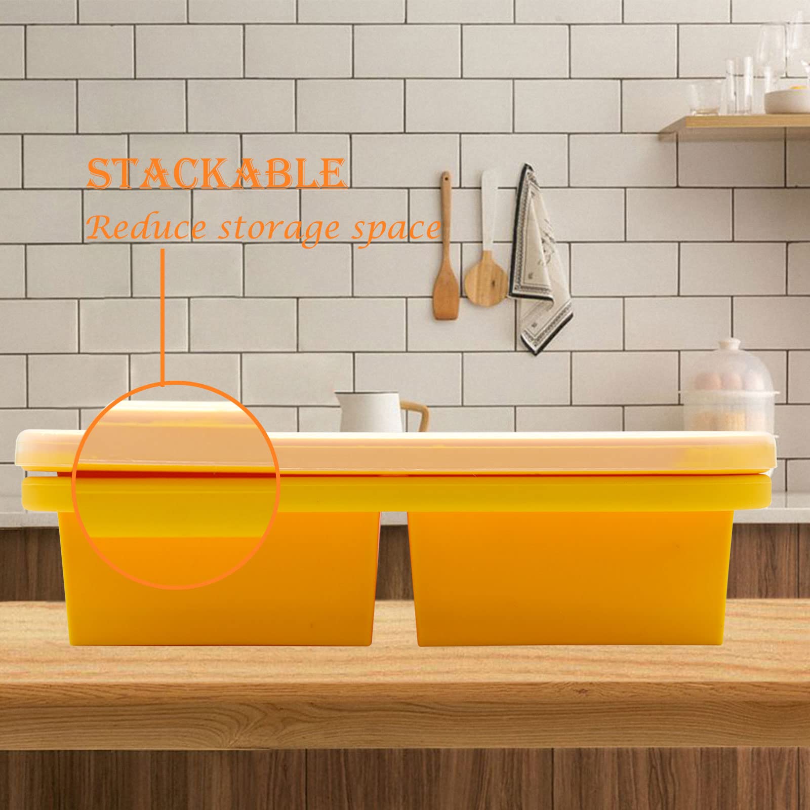 Bongpuda Soup Freezer Containers, Silicone Freezer Trays With Lid,Easy-Release,Reusable Freezer Storage Containers,For Freezing And Storing Broths,Sauces And Leftovers-2 Pack