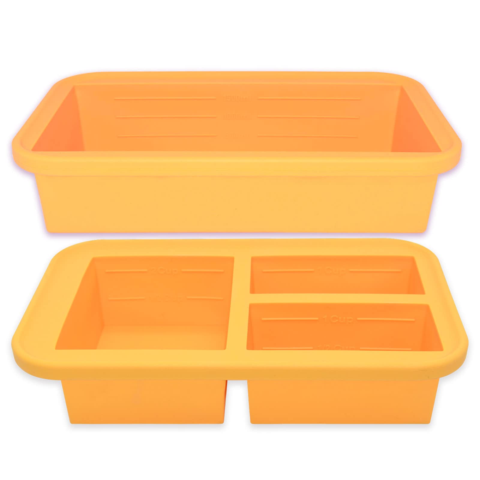 Bongpuda Soup Freezer Containers, Silicone Freezer Trays With Lid,Easy-Release,Reusable Freezer Storage Containers,For Freezing And Storing Broths,Sauces And Leftovers-2 Pack