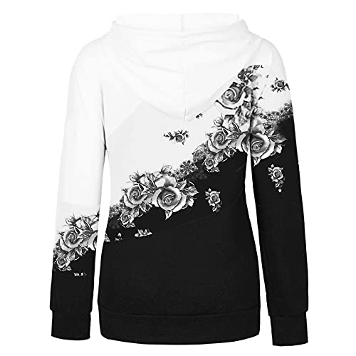 Aniywn Women's Tie Dye Color Block Long Sleeve Hoodies Floral Printed Pullover Drawstring Sweatshirt Tops for Fall Winter