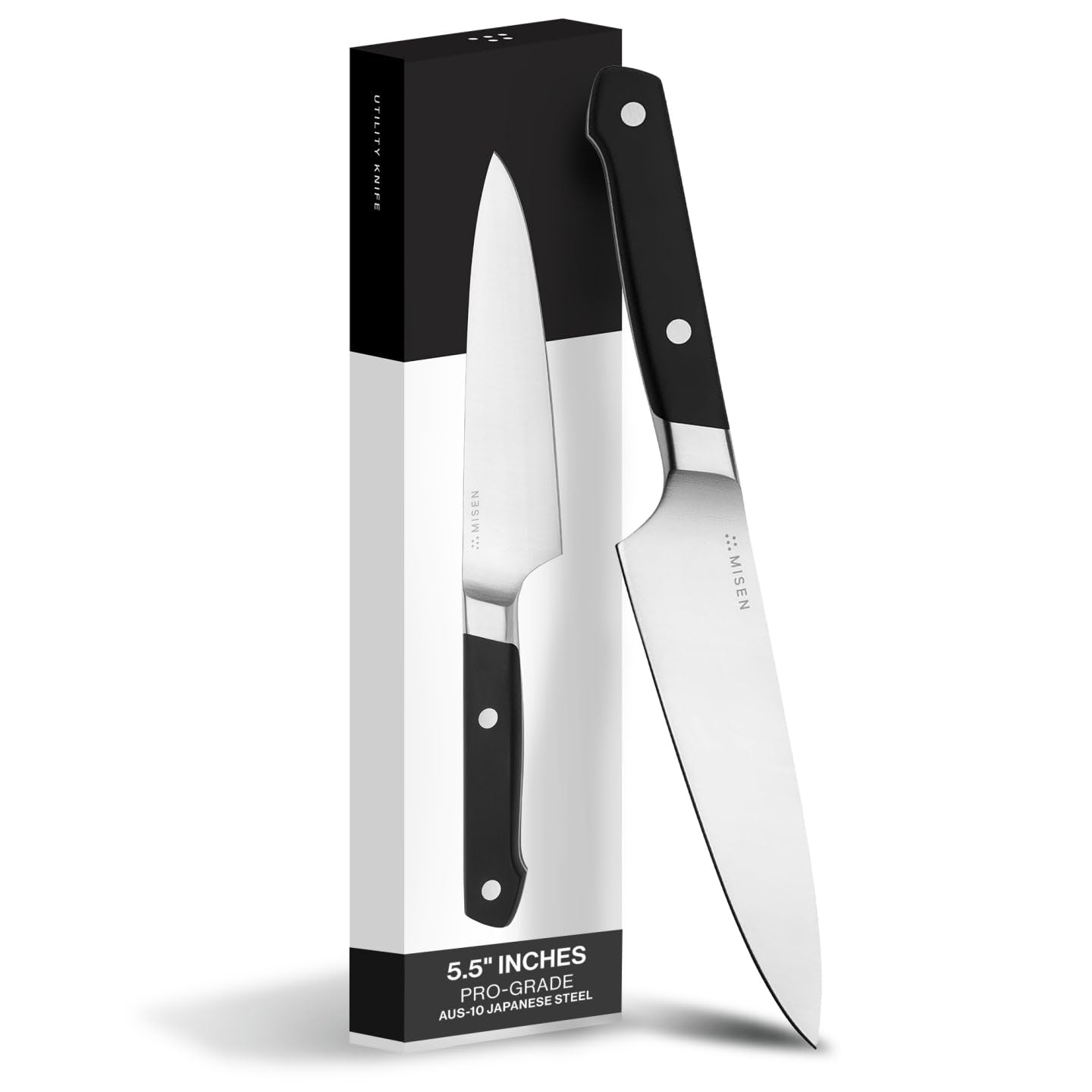 Misen 5.5 Inch Utility Knife - High Carbon Stainless Steel Kitchen Knife for Chopping & Slicing - Ergonomic Design for Culinary & Professional Chefs - Black