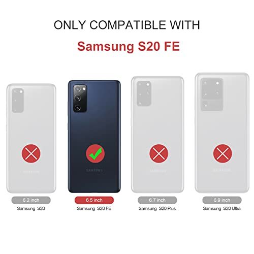 Defencase Compatible with Samsung Galaxy S20 FE 5G Case Wallet with Card Holder for Women Men, PU Leather Magnetic Snap Flip Zipper Strap Wallet Case Fit for Galaxy S20 FE, Fashion Red