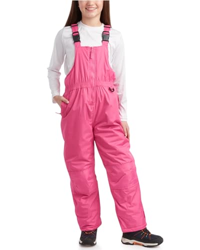 Wippette Girls’ Snow Bib – Kids’ Insulated Waterproof Snowboard Ski Snow Pants Overalls for Girls (5-18), Size 12-14, Rose