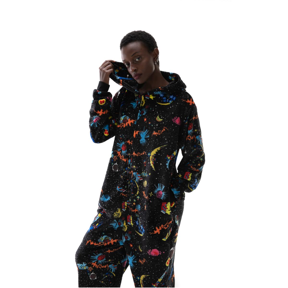 COSUSKET Snug Fit Flannel Onesie Pajamas for Women Tie Dye Costume