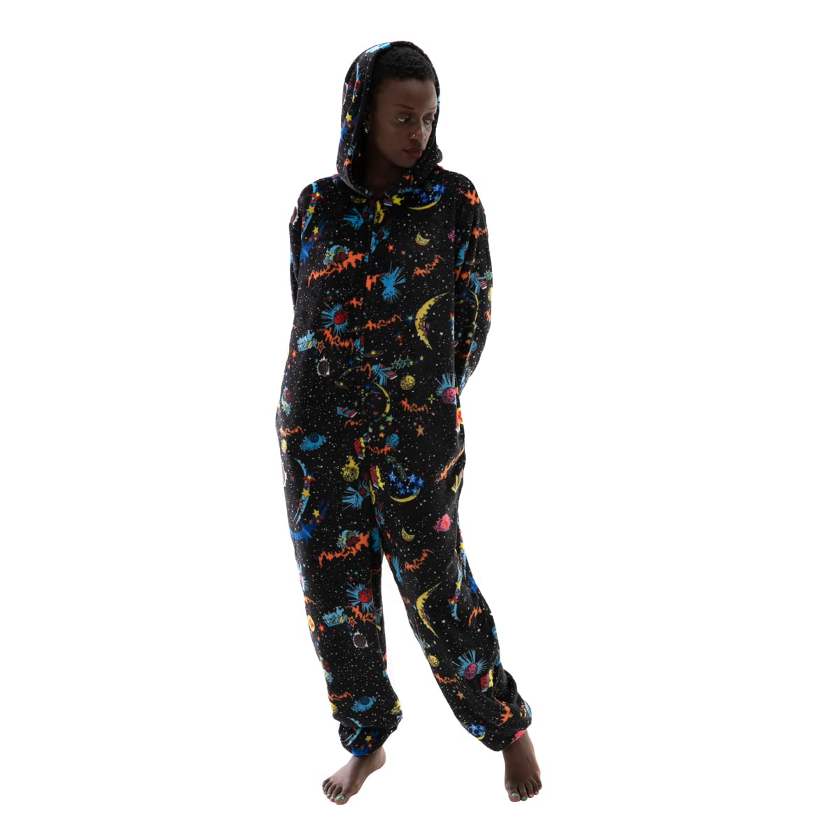 COSUSKET Snug Fit Flannel Onesie Pajamas for Women Tie Dye Costume
