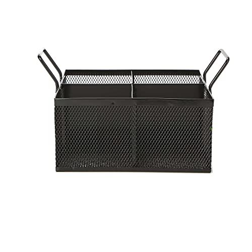 Mind Reader 4-Section Metal Mesh Storage Caddy, Kitchen Utensil Holder, Flatware and Silverware Organizer, Napkin Holder, Black