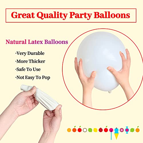 White Balloons 100 Pack, Round Latex Party Balloons12 inch, Thickened white matte balloons Can be filled with Helium for Birthday Wedding Graduation