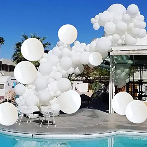 White Balloons 100 Pack, Round Latex Party Balloons12 inch, Thickened white matte balloons Can be filled with Helium for Birthday Wedding Graduation