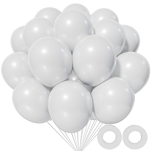 White Balloons 100 Pack, Round Latex Party Balloons12 inch, Thickened white matte balloons Can be filled with Helium for Birthday Wedding Graduation