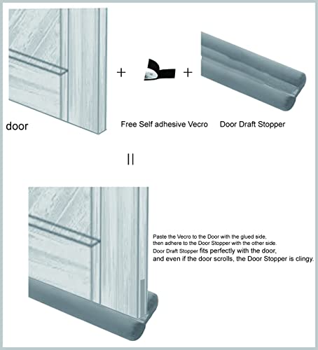 DreamQuil Twin Door Draft Stopper, Under Door Draft Blocker Door Sweep Weather Stripping Free Adhesive Adjustable Noise Stopper (White, 32-36 Inch)