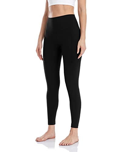 HeyNuts Leggings with Pockets for Women, High Waisted 7/8 Leggings Tummy Control Compression Workout Buttery Soft Pants 25'' Black XS(0/2)