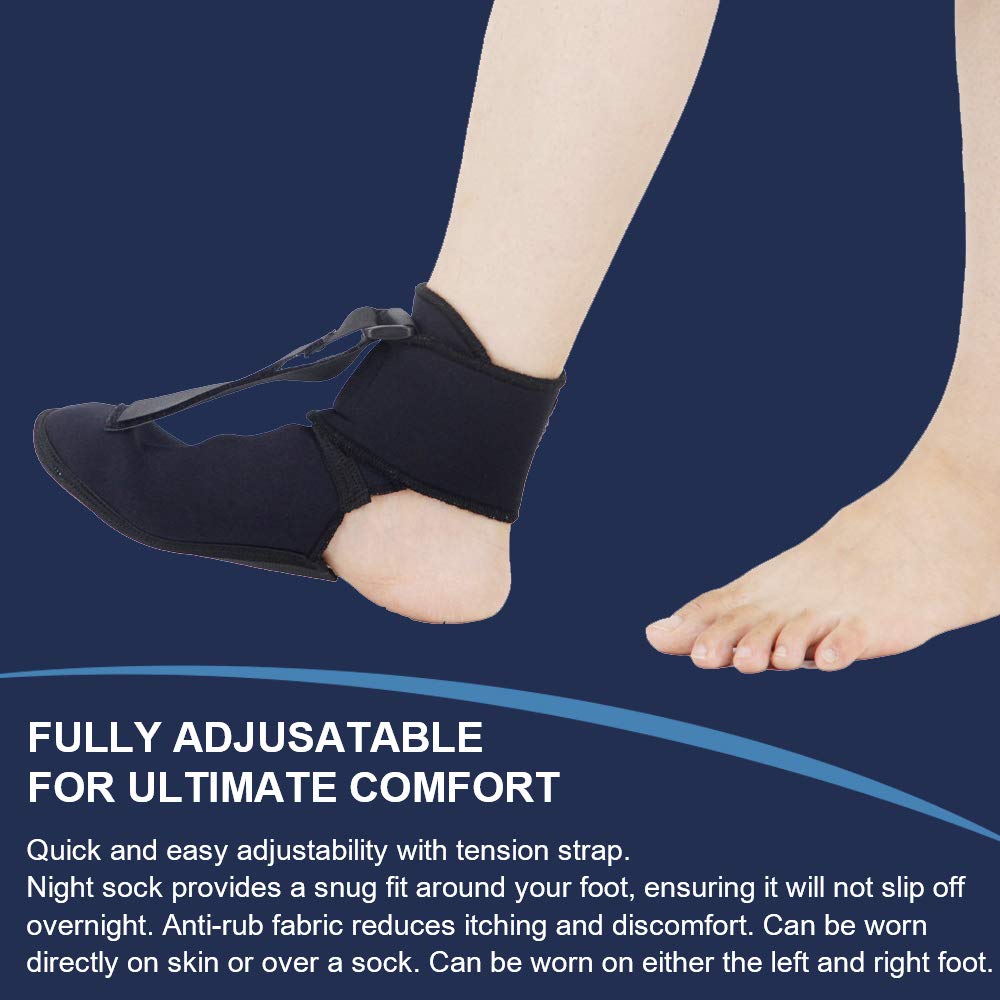 Beginbelle Plantar Fasciitis Night Splint Sock. Planter Fasciitis Support Dorsal Drop Foot Brace for Right or Left Foot. Soft Stretching Boot Splints for Feet, Sleep, Recovery Socks, Braces (Small)