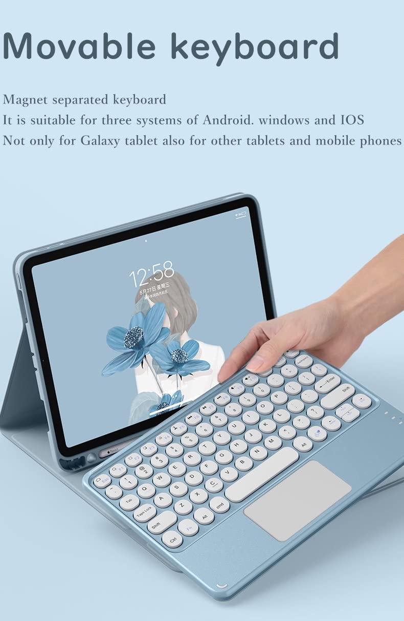 Keyboard Case for Galaxy Tab A7 10.4 inch 2020 (SM-T500 T505 T507) Keyboard Case with Touchpad Cute Round Key Color Keyboard Detachable Bluetooth Keyboard Cover (Pink)