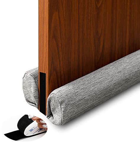 DreamQuil Twin Door Draft Stopper, Under Door Draft Blocker Door Sweep Weather Stripping Free Adhesive Adjustable Noise Stopper (White, 32-36 Inch)